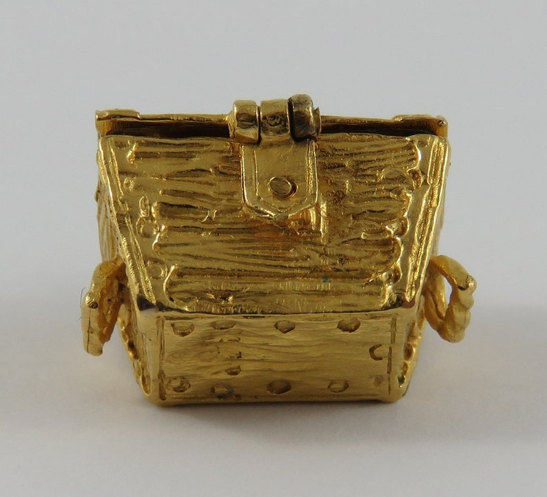 Treasure Chest Full of Loot Mechanical 18K Gold Vintage Charm - Etsy