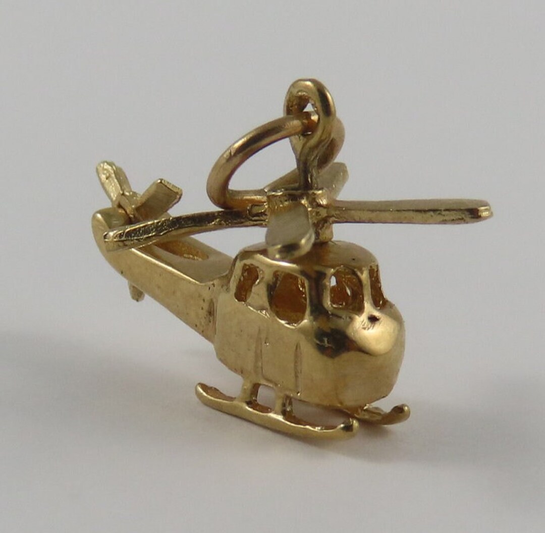 Helicopter Mechanical 10K Gold Vintage Charm for Bracelet - Etsy