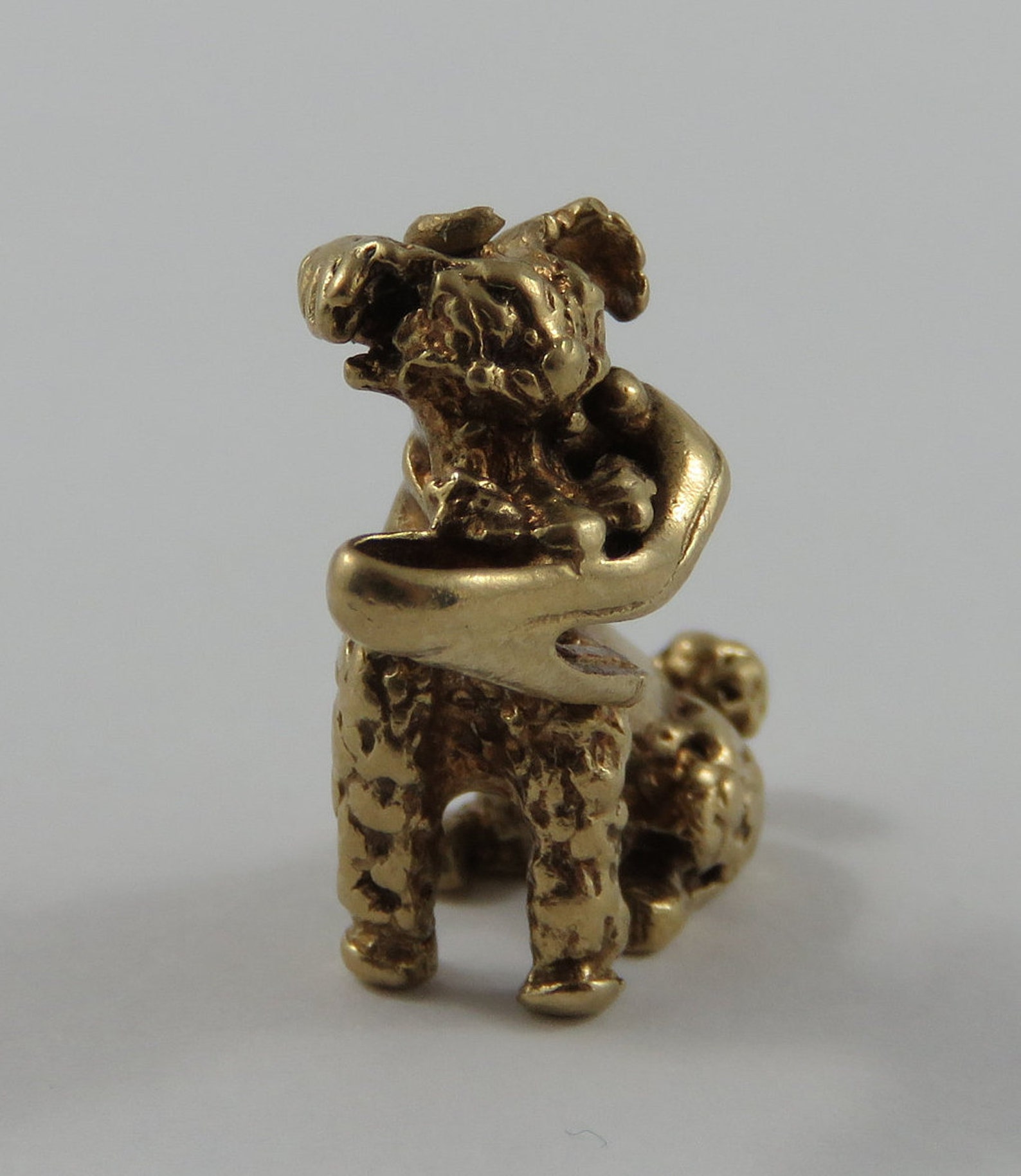 Poodle Holding High Heel Shoe In His Mouth 10K Gold Vintage | Etsy