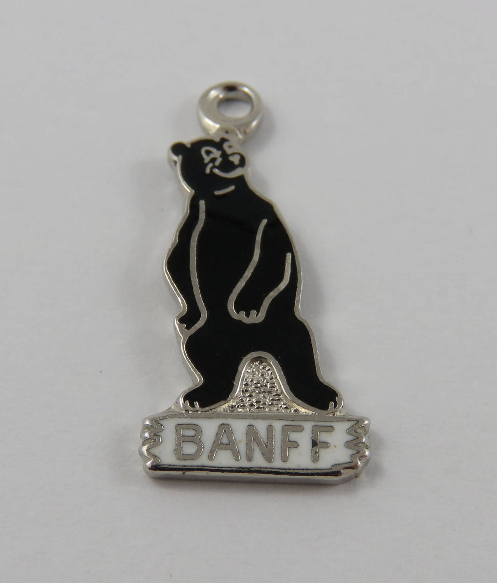 Banff Enamel Black Bear Sterling Silver Vintage Charm for - Etsy