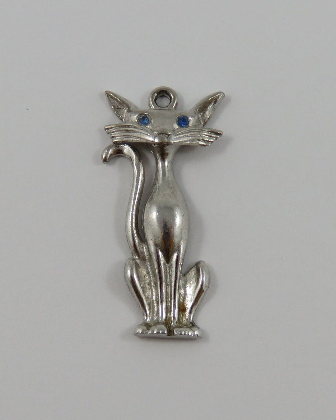 Sitting Cat With Blue Stone Eyes Sterling Silver Vintage Charm for ...