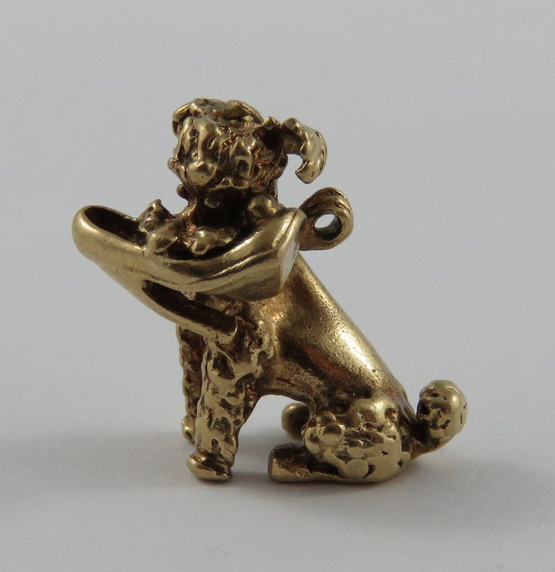 Poodle Holding High Heel Shoe in His Mouth 10K Gold Vintage - Etsy