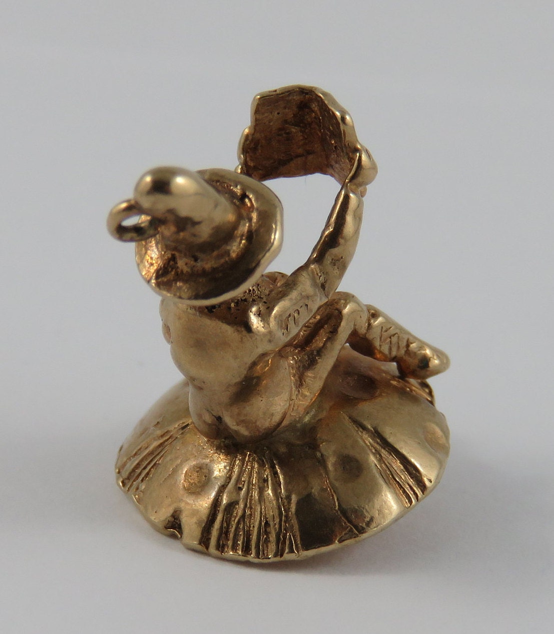 Elf Reading on a Toadstool 9K Gold Vintage Charm For Bracelet | Etsy