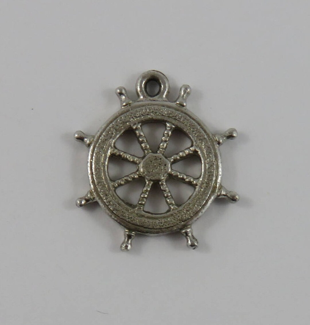 Ship Wheel Sterling Silver Vintage Charm for Bracelet - Etsy