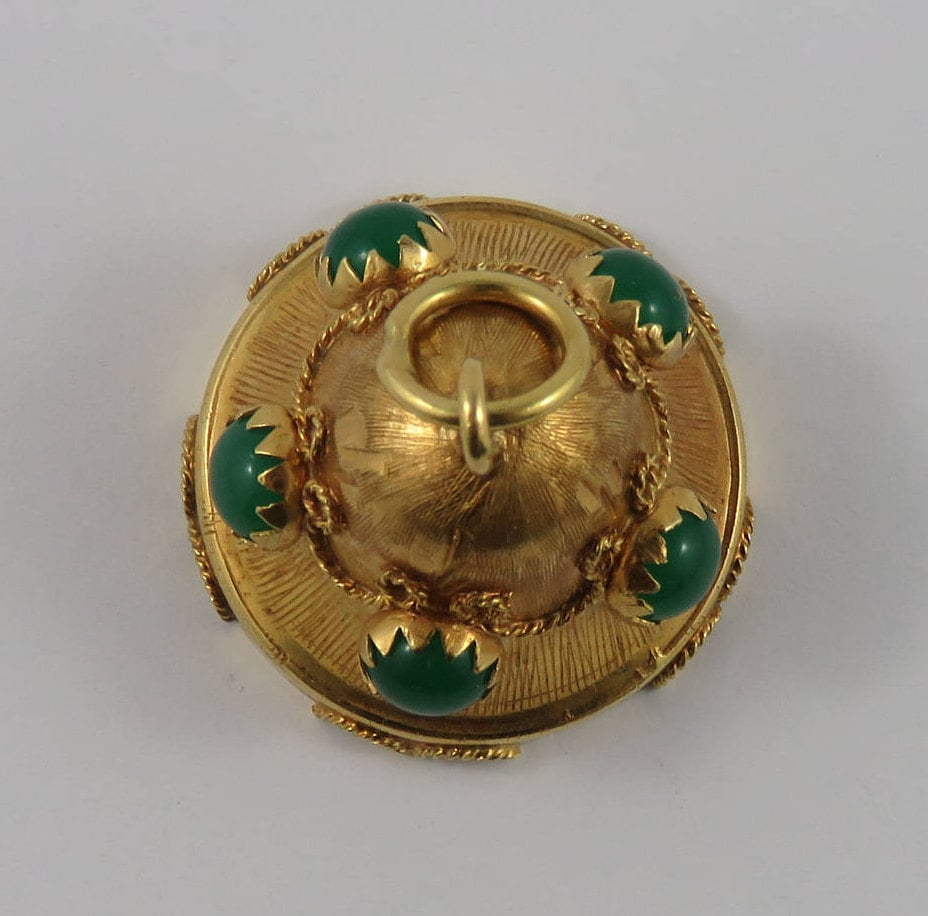 Large Ringing Bell With Green & White Stones Mechanical 18K | Etsy