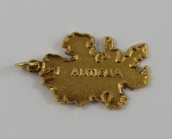 Map of Antigua 10K Gold Vintage Charm for Bracelet | Etsy