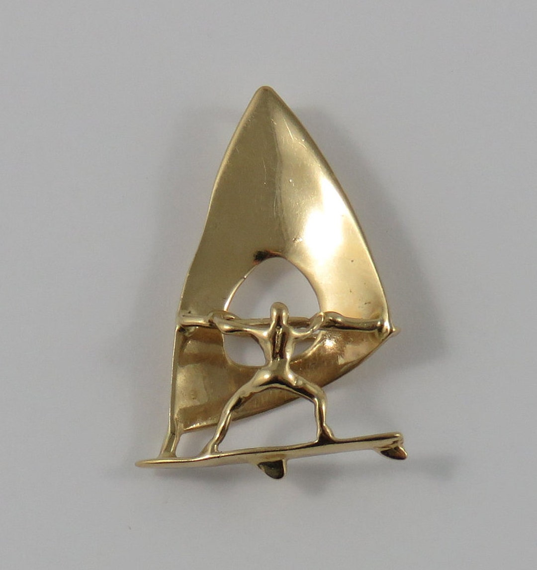 Windsurfer 14K Gold Vintage Charm for Bracelet - Etsy