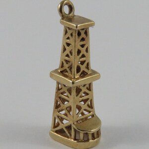 Oil Rig 10K Gold Vintage Charm for Bracelet - Etsy