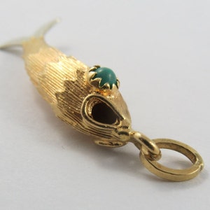 Fish With Turquoise Stone Eyes 18K Gold Vintage Charm for Bracelet - Etsy