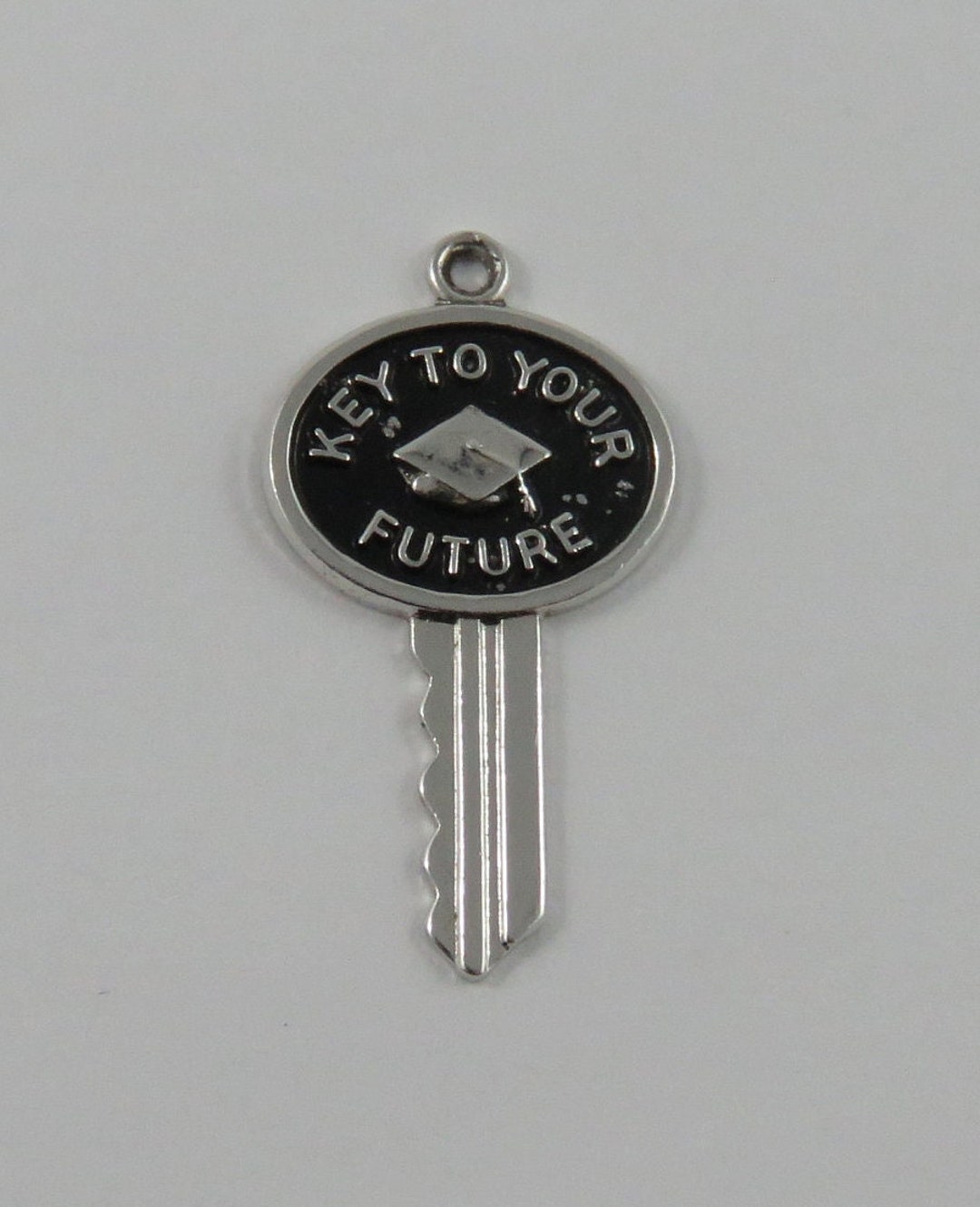 Key to Your Future With Black Enamel Sterling Silver Vintage Charm for ...
