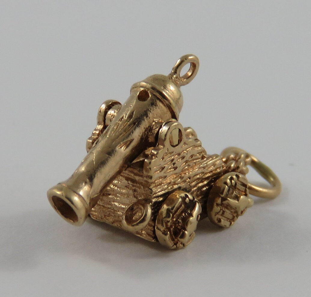 Cannon Mechanical 14K Gold Vintage Charm for Bracelet | Etsy