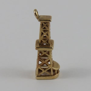 Oil Rig 10K Gold Vintage Charm for Bracelet - Etsy