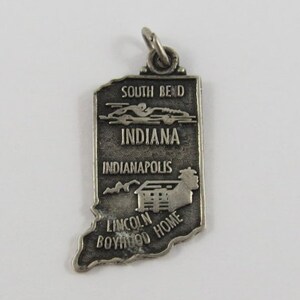 Map of Indiana State Sterling Silver Vintage Charm for Bracelet - Etsy