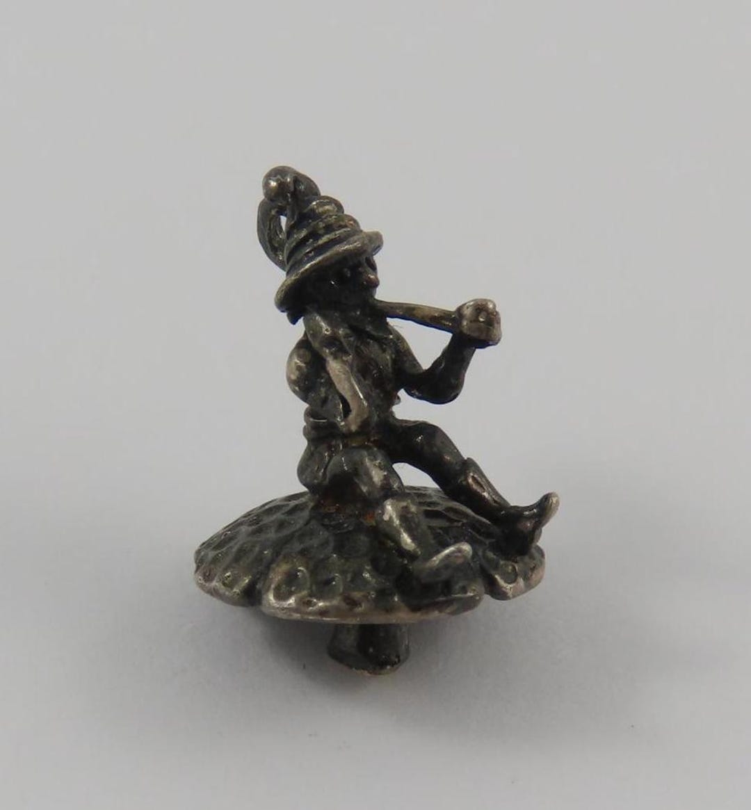 Elf Smoking a Pipe on a Toadstool Sterling Silver Vintage Charm for ...