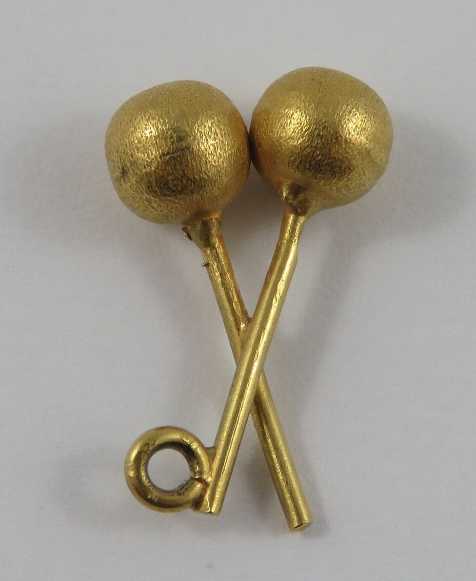 Pair of Maracas 18K Gold Vintage Charm for Bracelet | Etsy
