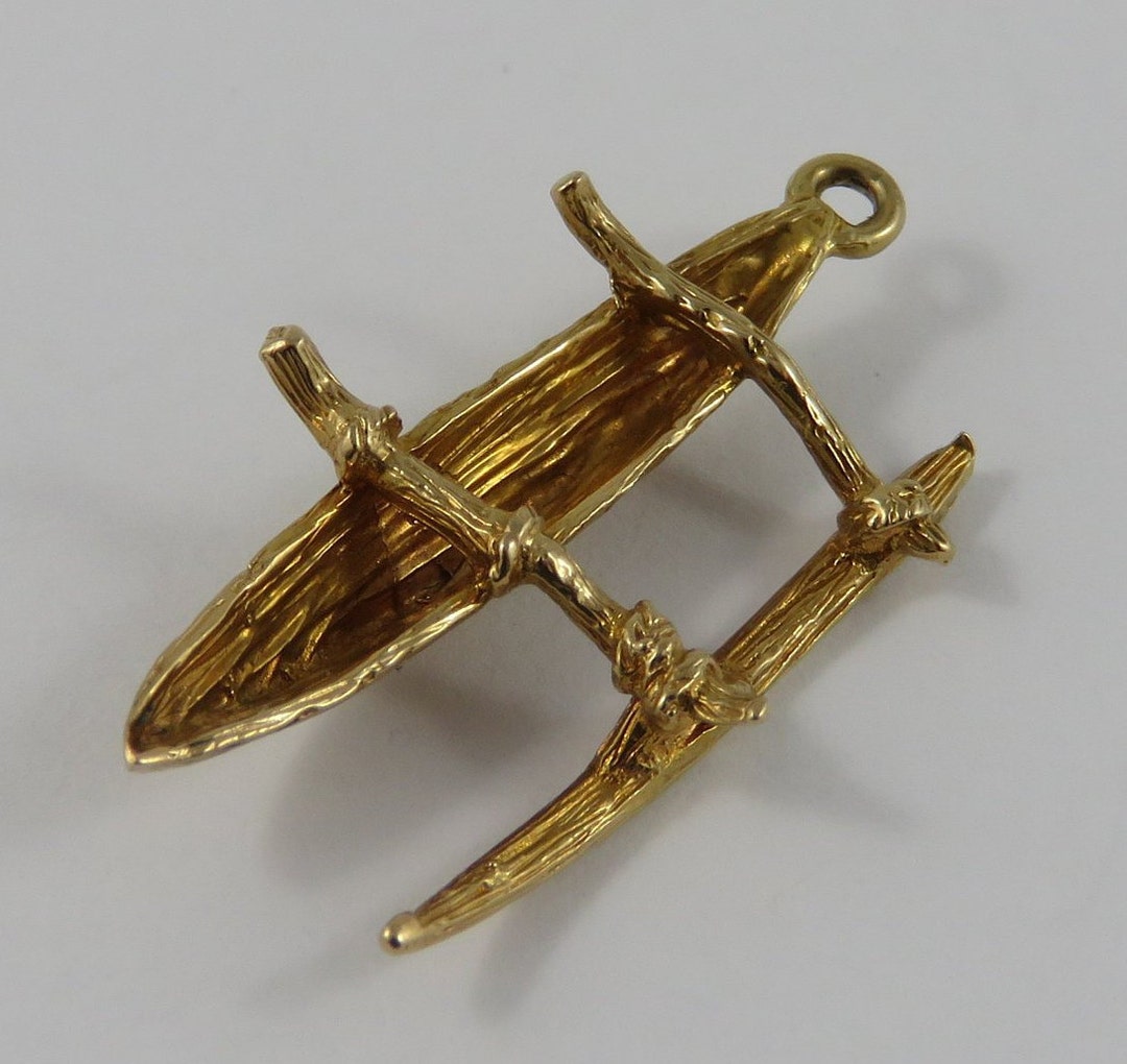 Outrigger Canoe 18K Gold Vintage Charm for Bracelet - Etsy