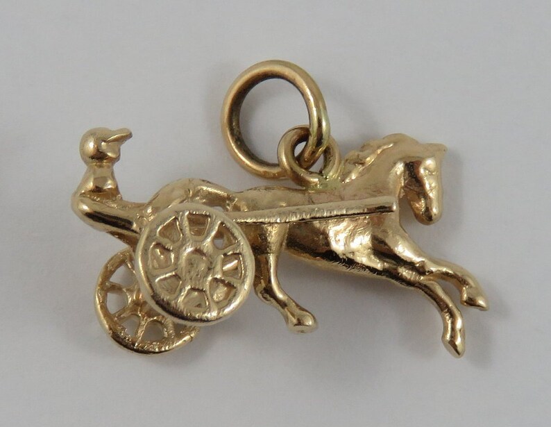 Racing Horse & Sulky 10K Gold Vintage Charm for Bracelet | Etsy
