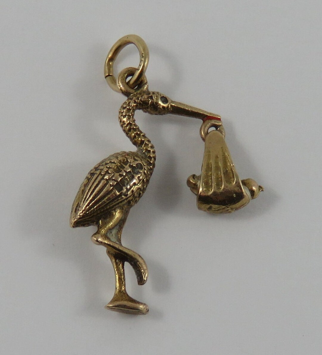 Stork Bird With Baby Mechanical 9K Gold Vintage Charm for Bracelet - Etsy