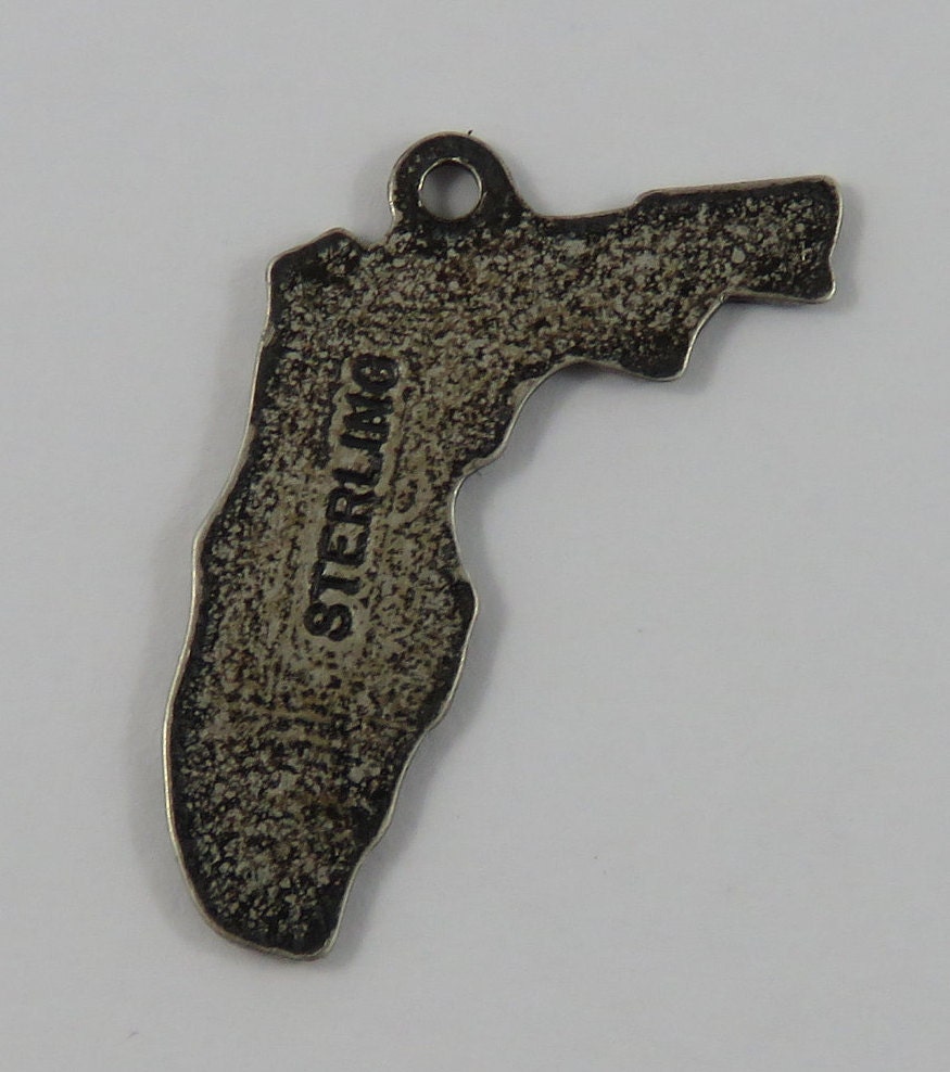 Map of Florida State Sterling Silver Vintage Charm for | Etsy