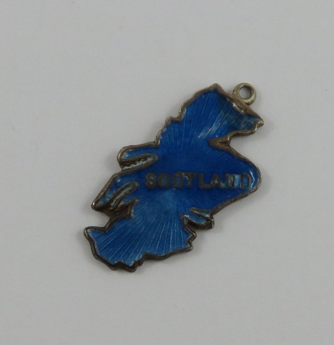 Blue Enamel Map of Scotland Silver Vintage Charm for Bracelet - Etsy