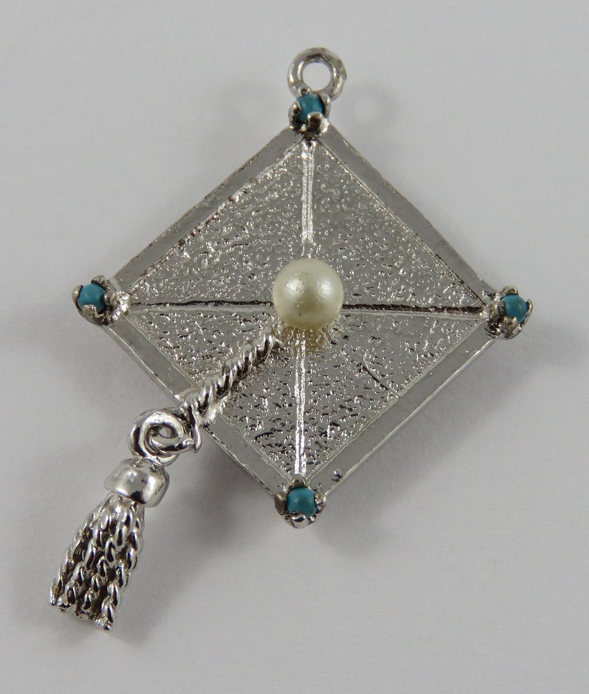 Graduation Cap With Turquoise & White Stones Mechanical | Etsy