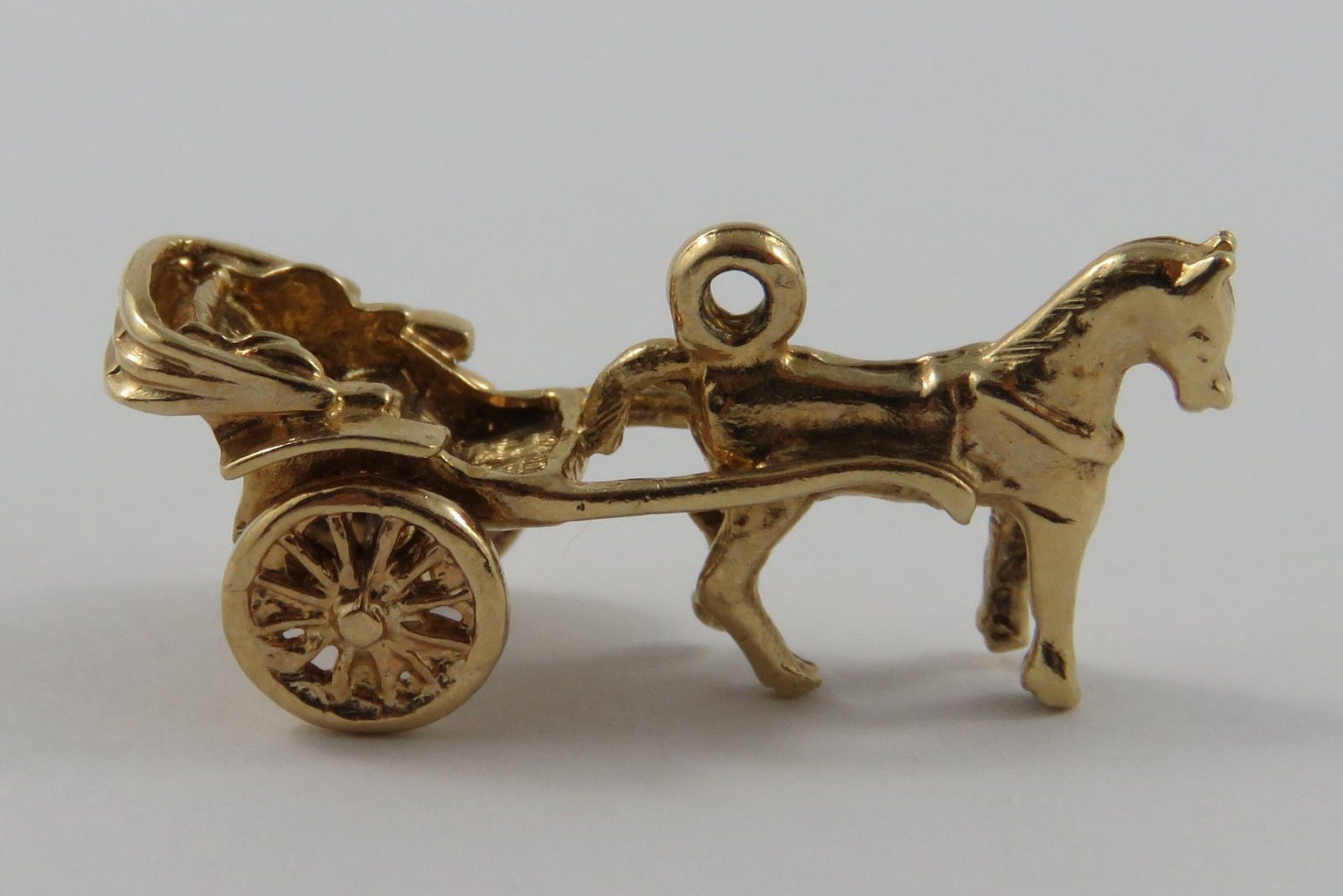 Horse-Drawn Carriage Mechanical 10K Gold Vintage Charm For | Etsy