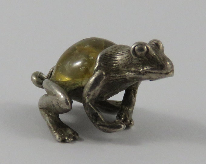 Frog With Round Stone Body Sterling Silver Vintage Charm for Bracelet ...