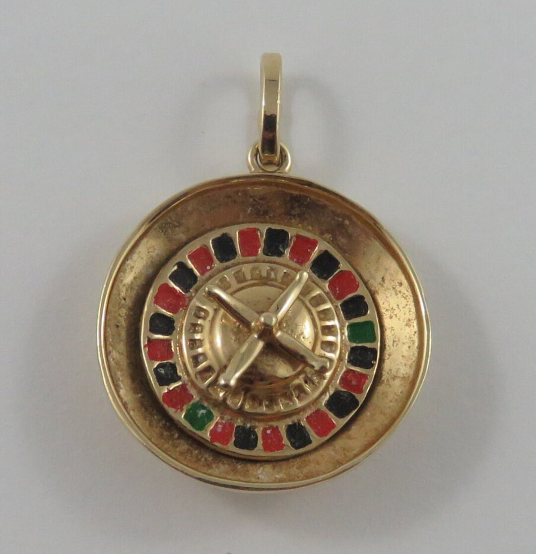Enamel Roulette Wheel Mechanical 14K Gold Vintage Charm for Bracelet - Etsy