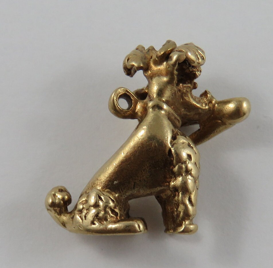 Poodle Holding High Heel Shoe In His Mouth 10K Gold Vintage | Etsy