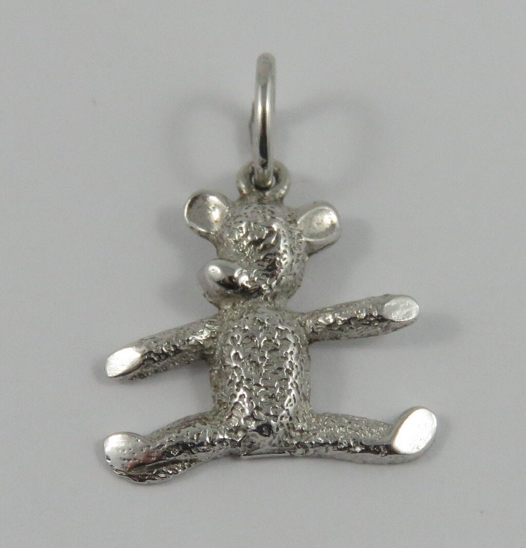 Teddy Bear Sterling Silver Vintage Charm For Bracelet | Etsy