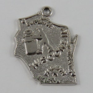 Map of Wisconsin State Sterling Silver Vintage Charm for Bracelet - Etsy