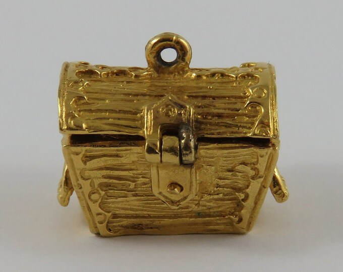 Treasure Chest Full of Loot Mechanical 18K Gold Vintage Charm - Etsy