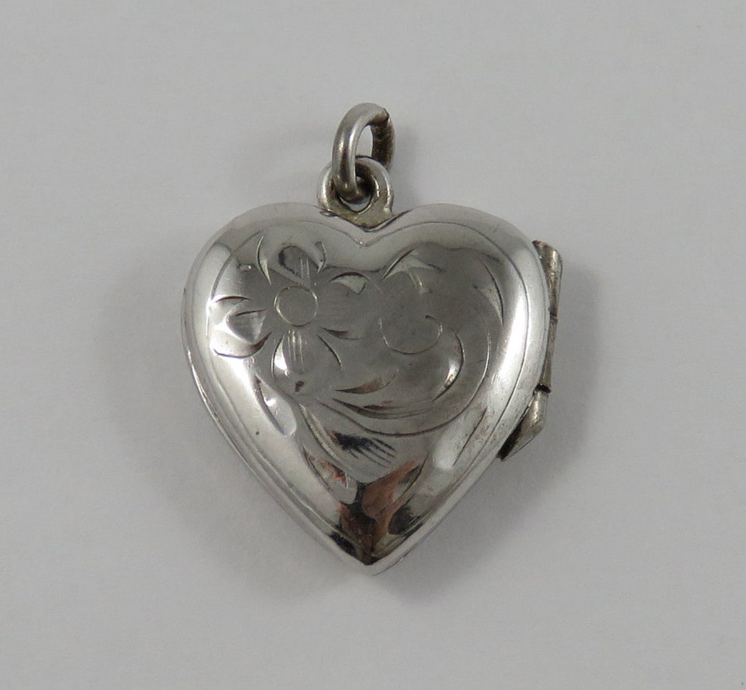 Heart Shaped Locket Mechanical Sterling Silver Vintage Charm for ...