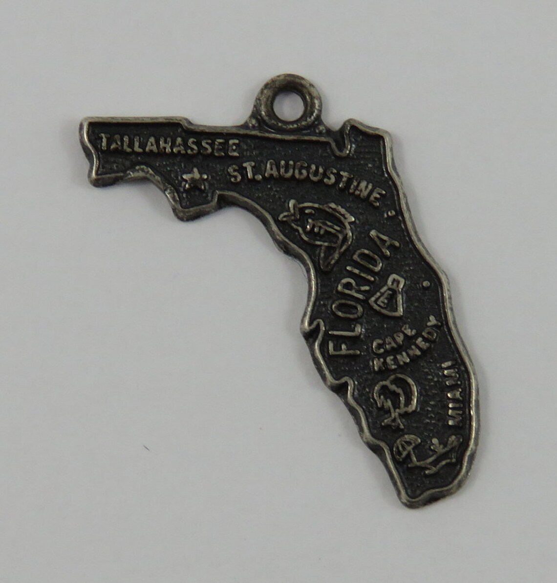 Map of Florida State Sterling Silver Vintage Charm for | Etsy