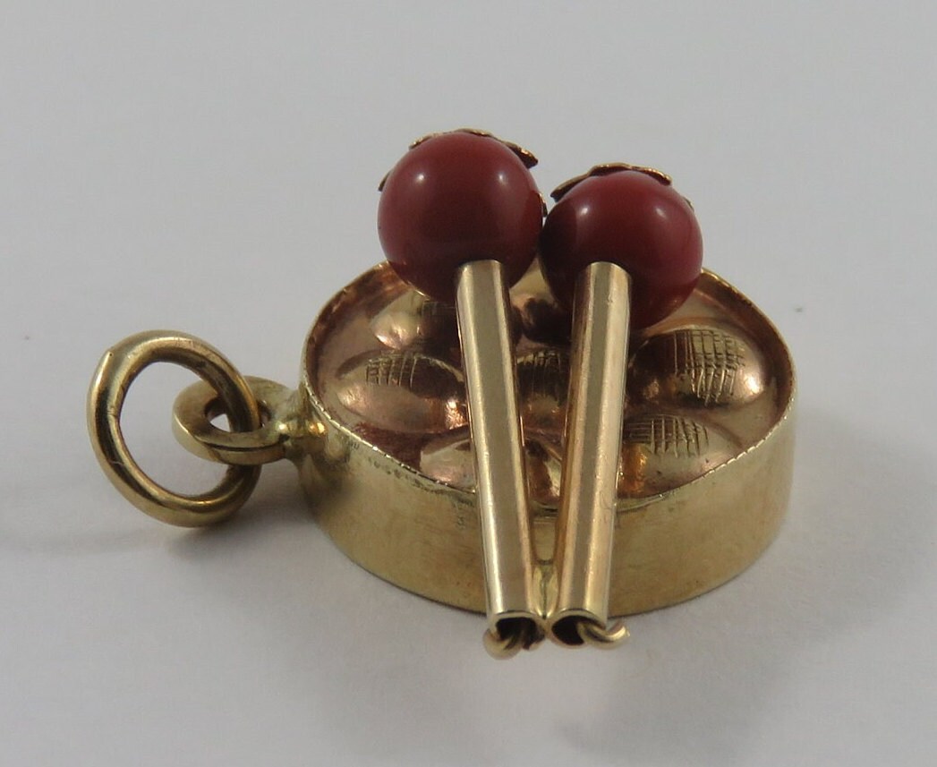 Steel Drum & Mallets With Red Beads Mechanical 14K Gold - Etsy