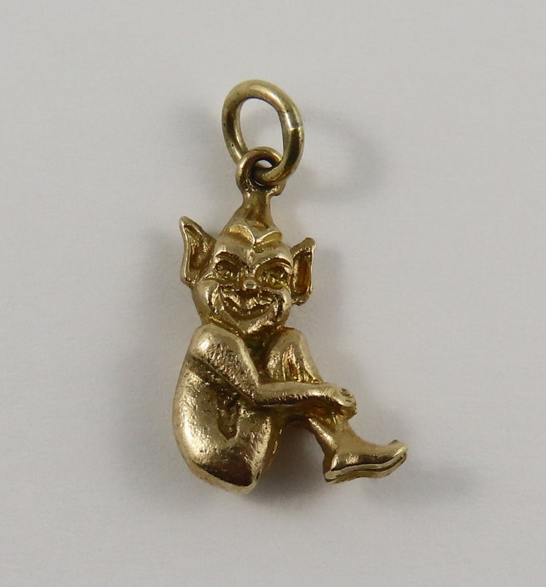 Sitting Elf 9K Gold Vintage Charm for Bracelet - Etsy