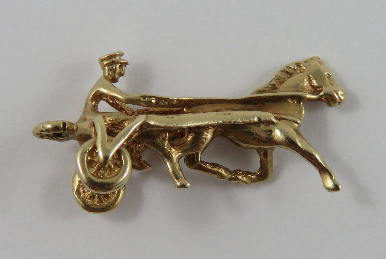 Racing Horse & Sulky 10K Gold Vintage Charm for Bracelet - Etsy
