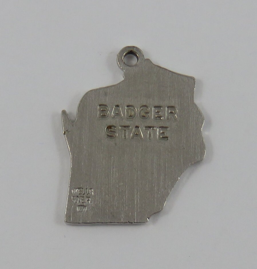 Map of Wisconsin State Sterling Silver Vintage Charm for - Etsy