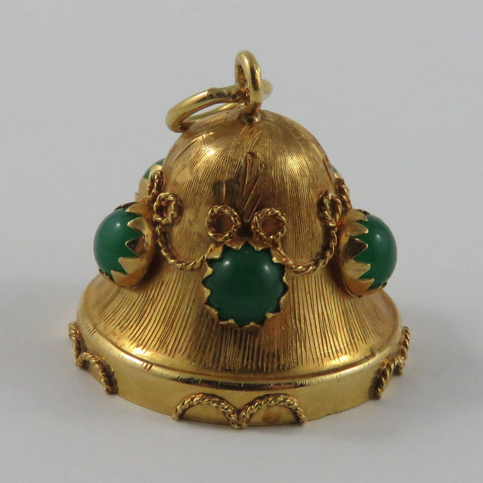 Large Ringing Bell With Green & White Stones Mechanical 18K | Etsy