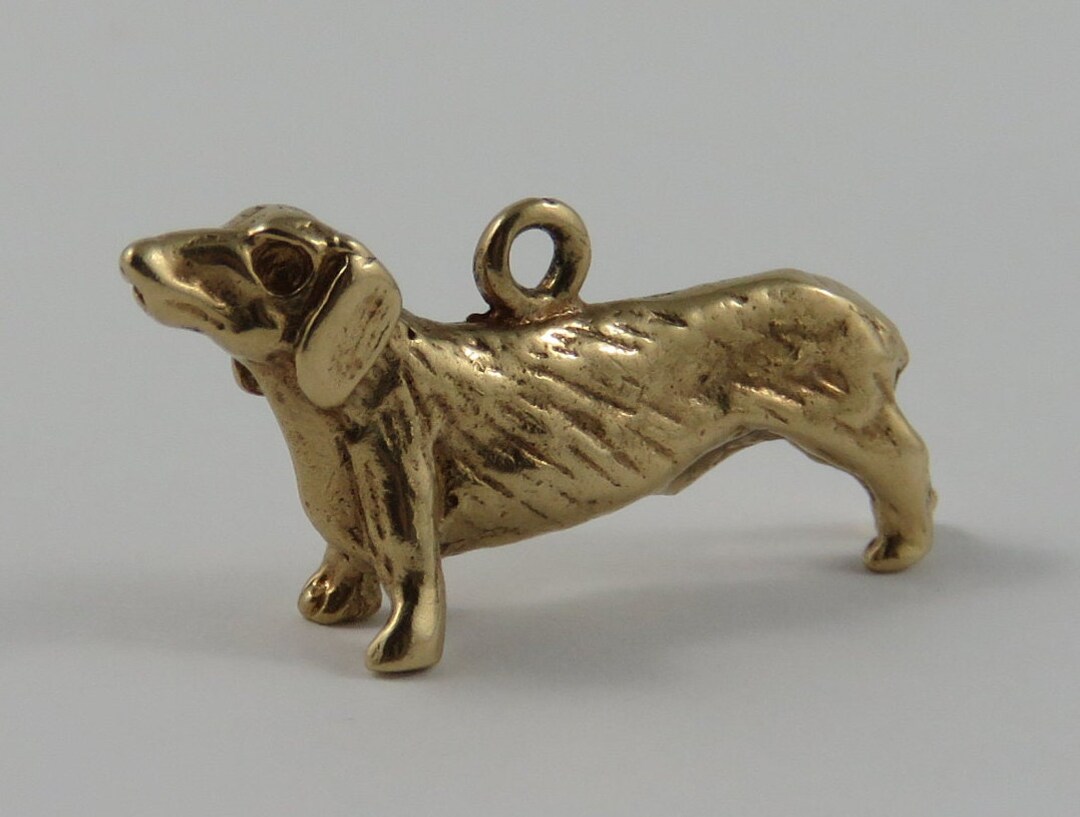 Dachshund Dog 14K Gold Vintage Charm for Bracelet - Etsy