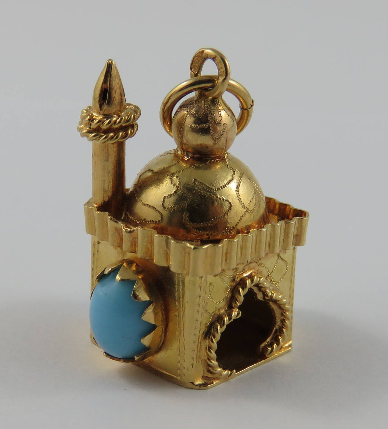 Mosque With Turquoise Stones 18K Gold Vintage Charm for | Etsy