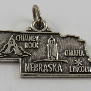 Map of Nebraska State Sterling Silver Vintage Charm for Bracelet - Etsy