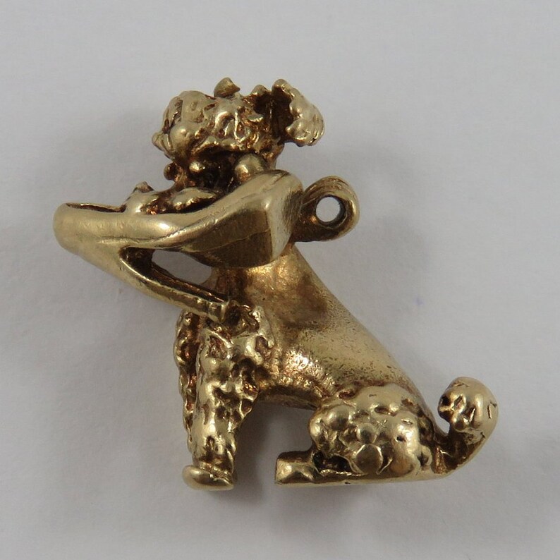 Poodle Holding High Heel Shoe In His Mouth 10K Gold Vintage | Etsy