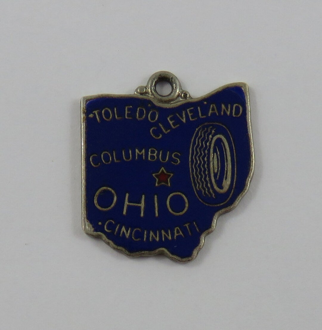 Map of Ohio State With Blue Enamel Sterling Silver Vintage Charm for ...