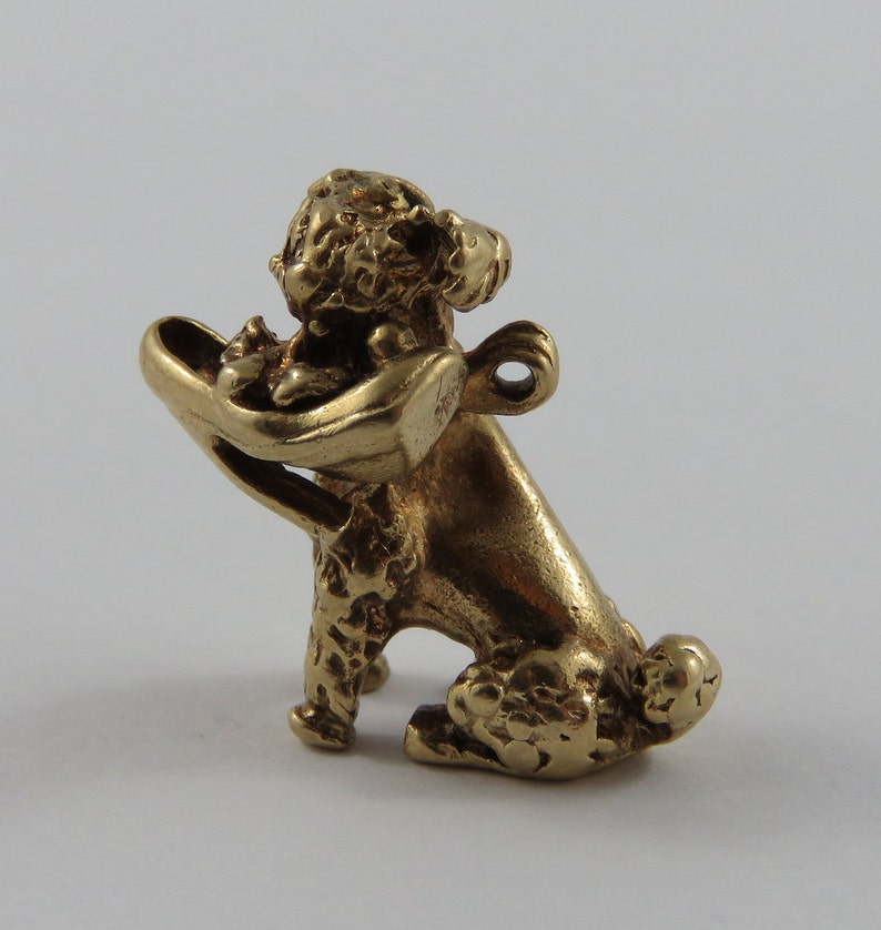 Poodle Holding High Heel Shoe In His Mouth 10K Gold Vintage | Etsy