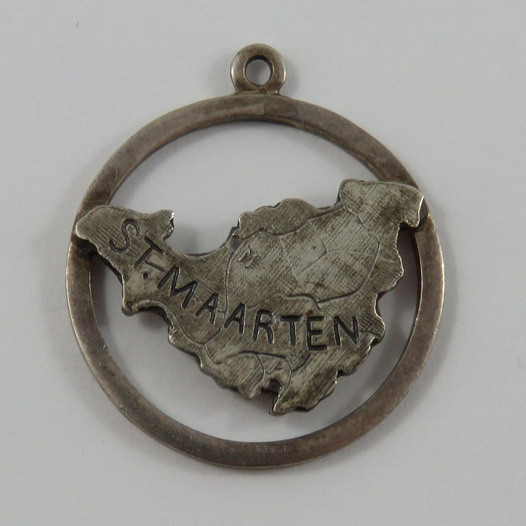 Map of St.maarten Sterling Silver Vintage Charm for Bracelet - Etsy