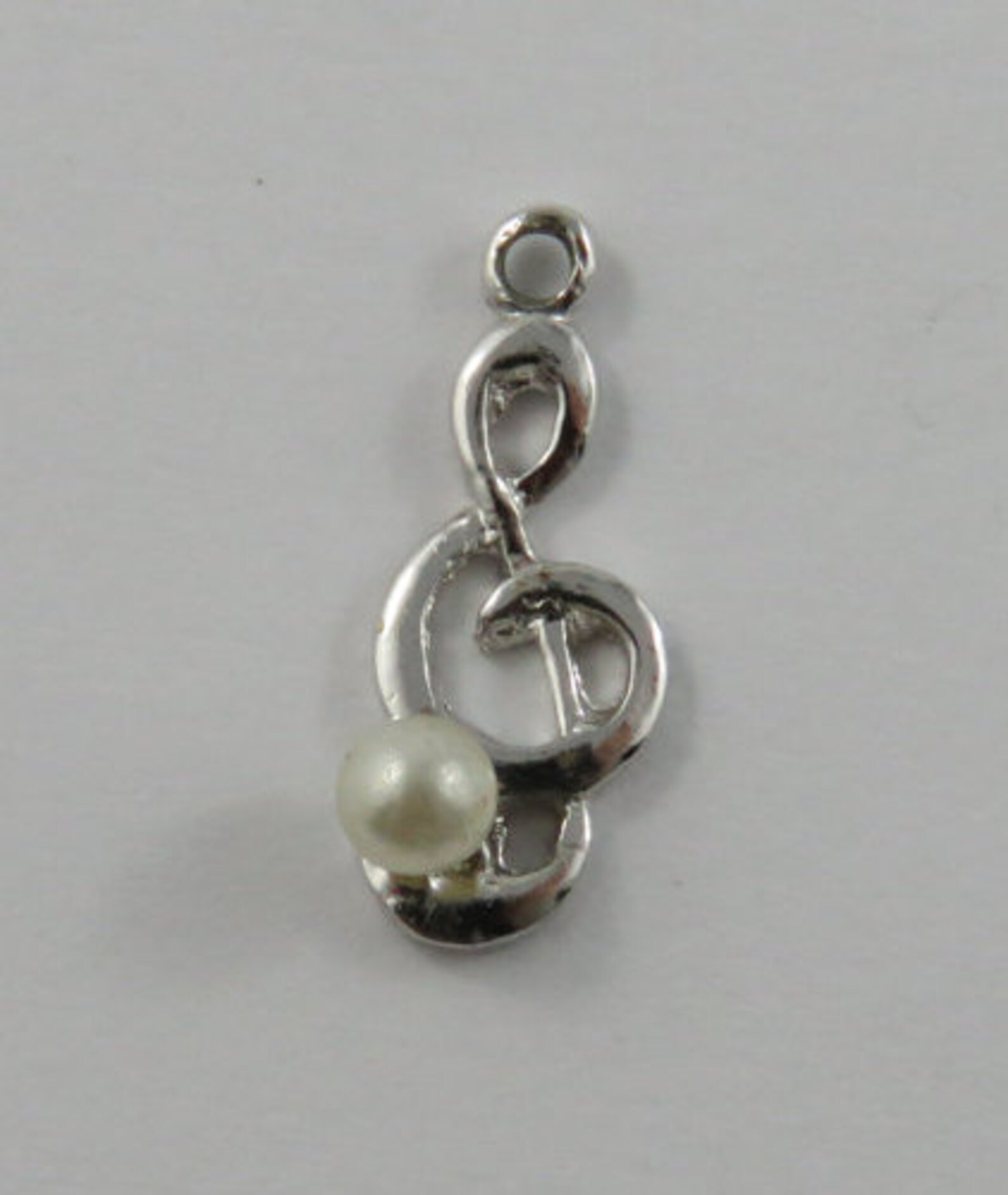 Treble Clef With Pearl Sterling Silver Vintage Charm for - Etsy
