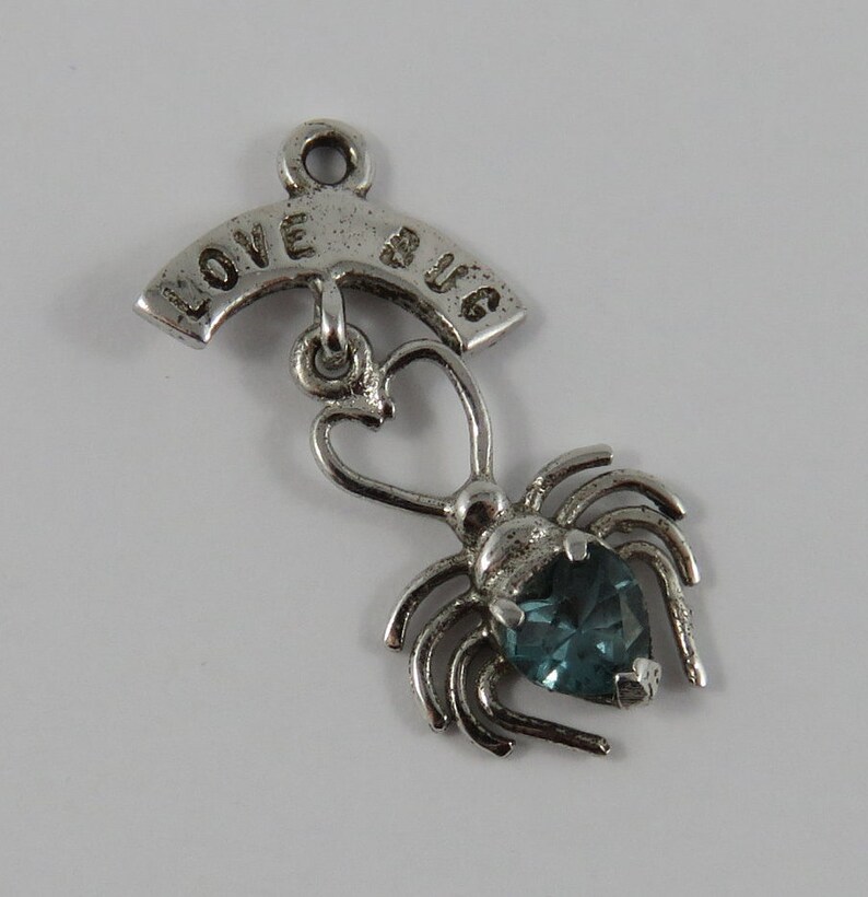 Love Bug With Blue Stone Mechanical Sterling Silver Vintage - Etsy
