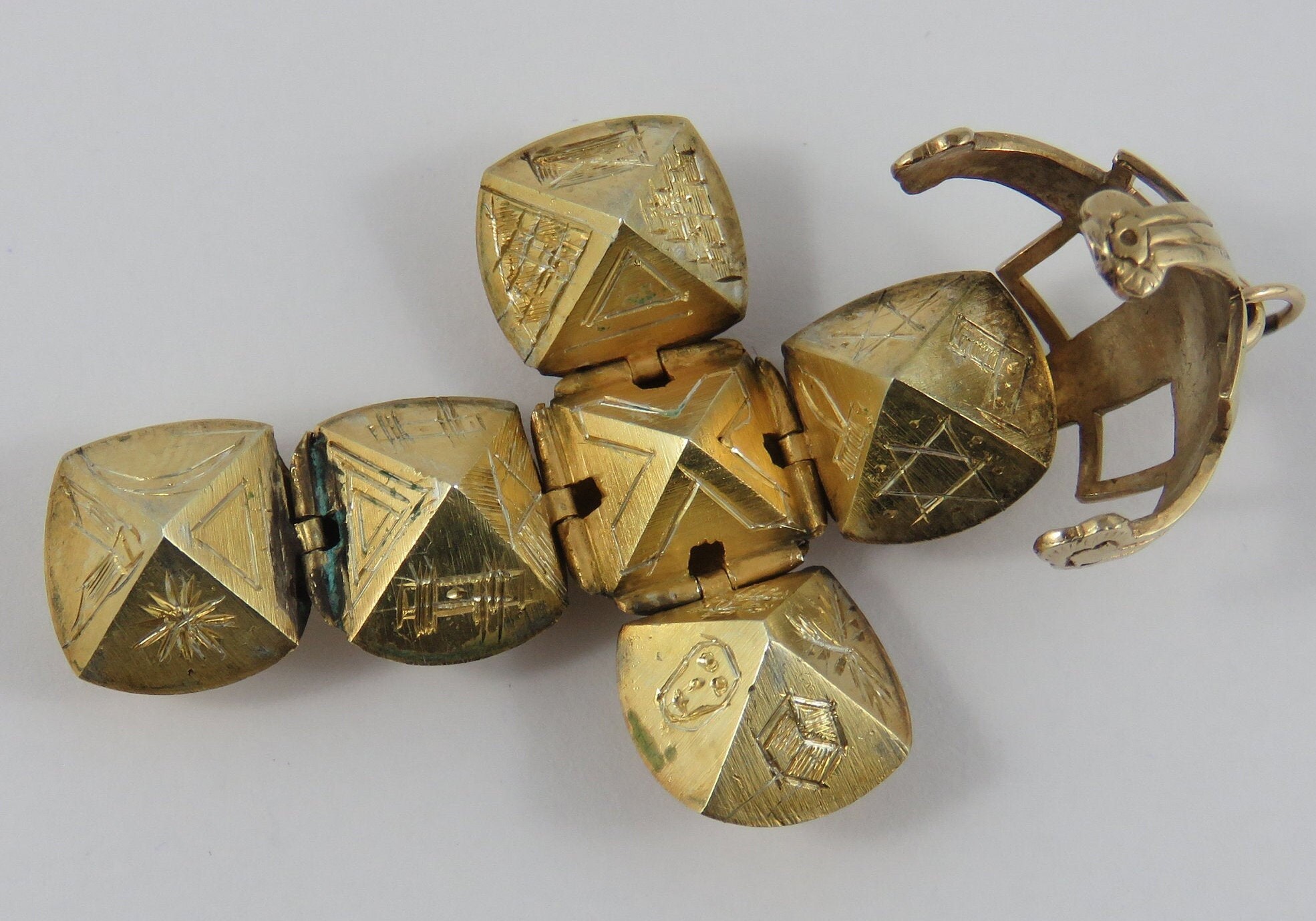 Masonic Ball & Cross Mechanical 9K Gold Vintage Charm For | Etsy