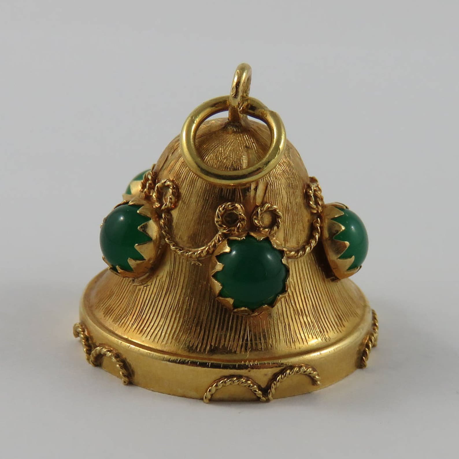 Large Ringing Bell With Green & White Stones Mechanical 18K - Etsy